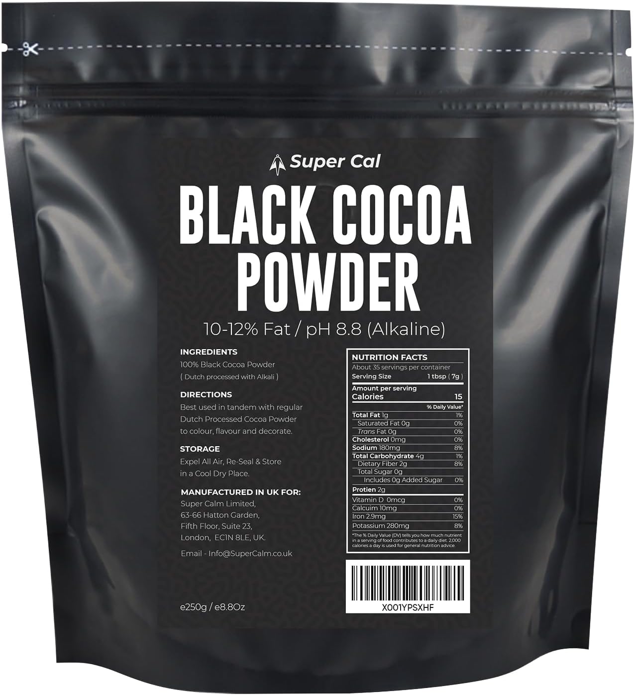 Black Cocoa Powder for Baking - 250g Pouch | Intense Deep Black Dutch ...
