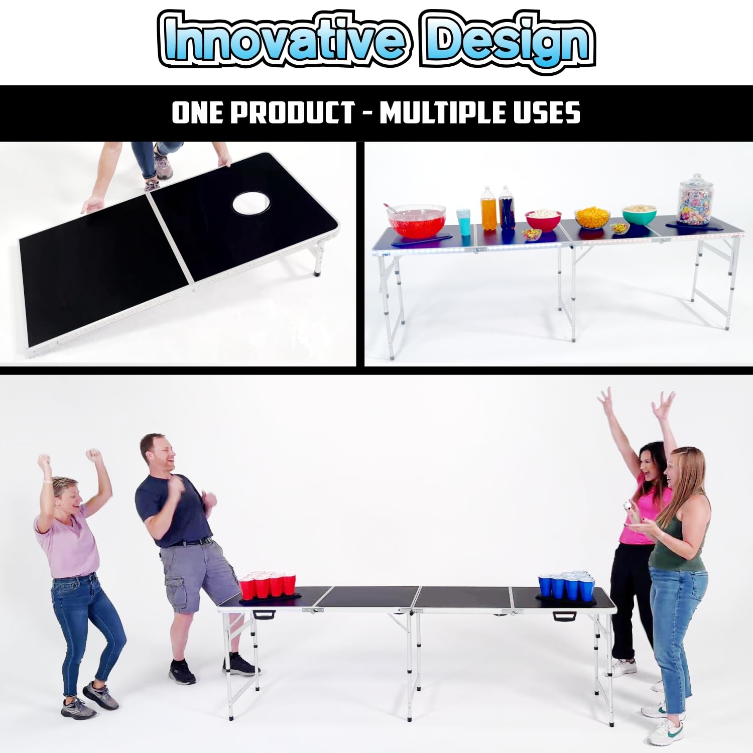 Snapklik.com : New & Improved 2-in-1 Cornhole Boards & Party Pong Table ...