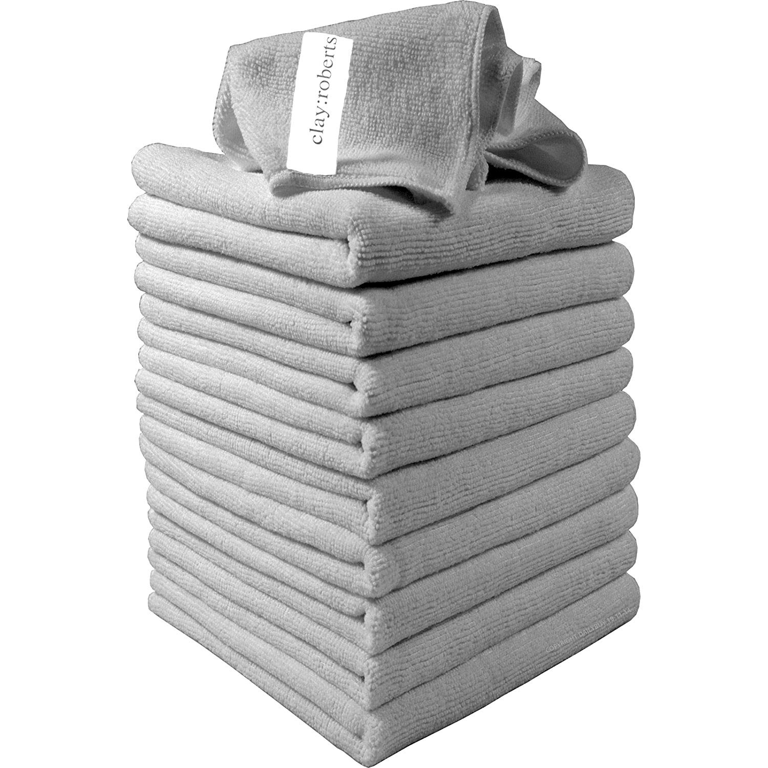 Clay Roberts Microfibre Cleaning Cloths, 40cm x 30cm - Pack of 10, Grey ...
