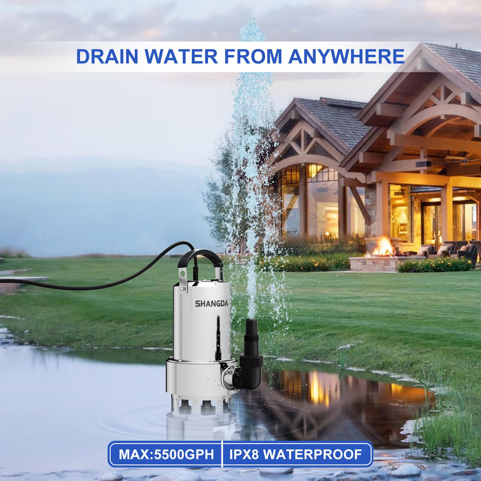 Snapklik.com : 1.5 HP Sump Pump Submersible Utility Water Pump 4500 GPH ...