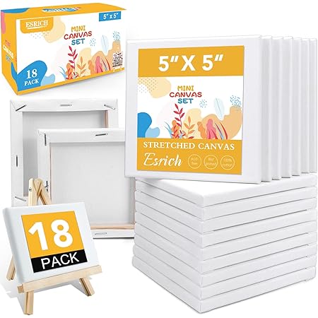 Amazon.com: ESRICH Mini Canvases for Painting, 5x5In Canvas in Bulk ...