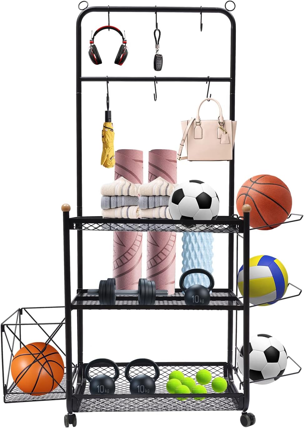 Amazon.com: Sport Equipment Storage – Ball and Accessories Rolling ...
