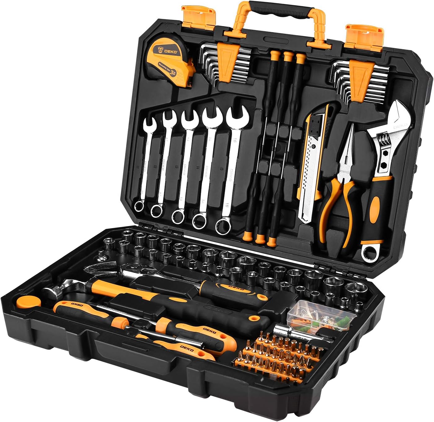 DEKOPRO Kit d'outils à main de 158 pièces avec boîte en plastique ...