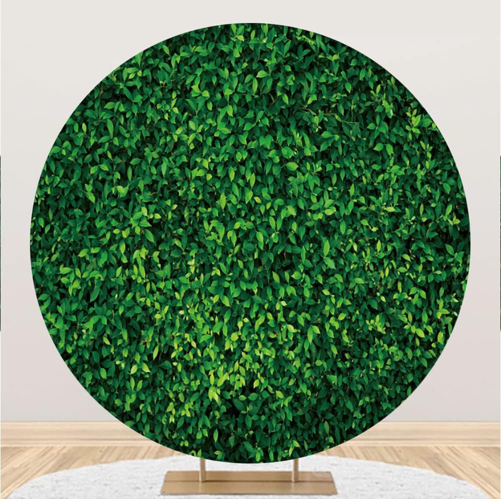 Amazon.com : Greenery Green Leaves Round Backdrop Cover Nature Spring ...