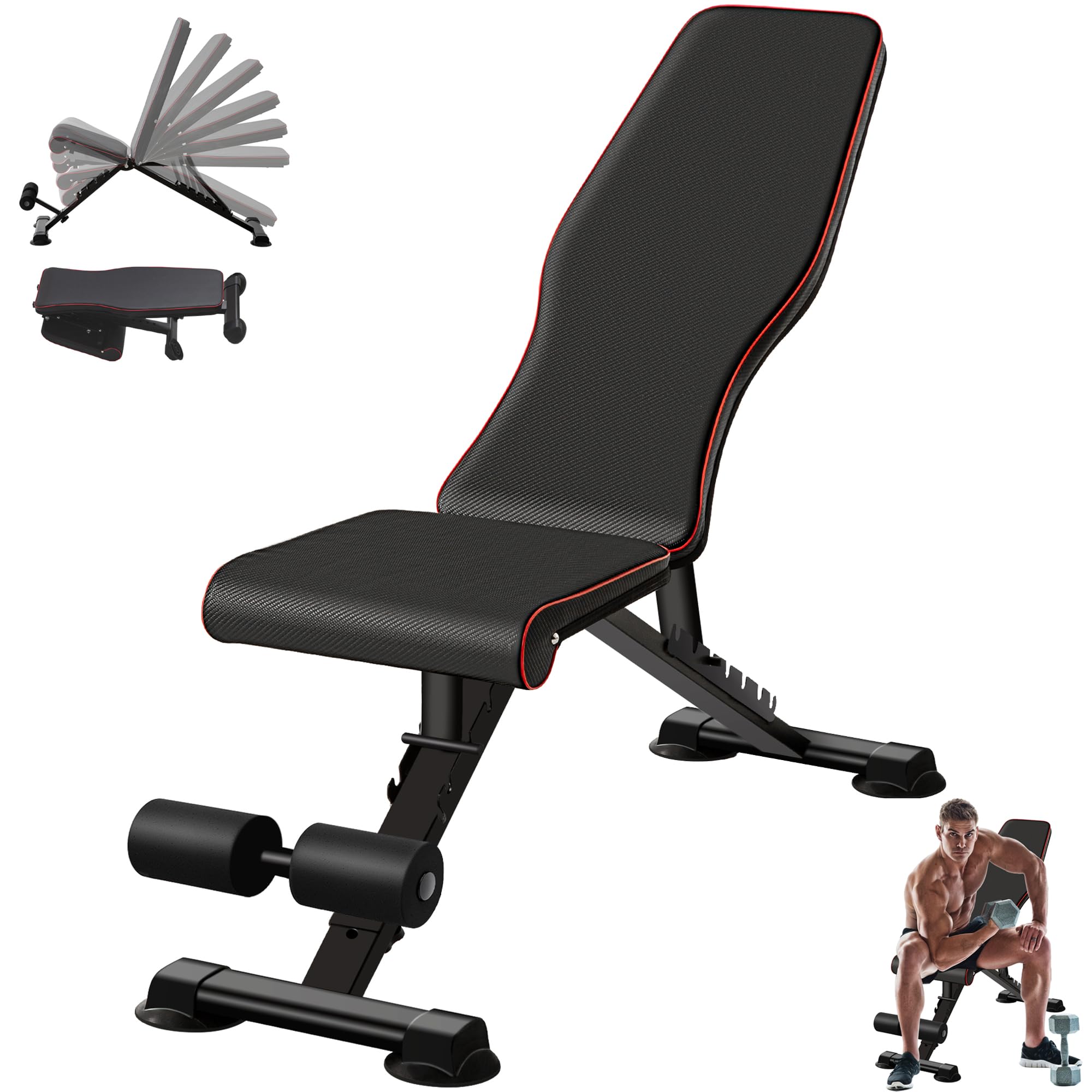 WenHaus Adjustable Weight Bench Incline Decline Workout Bench, 660LBS ...