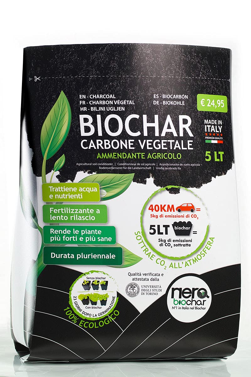 Biochar 5 LT, carbone vegetale, charcoal. E’ un fertilizzante indicato ...