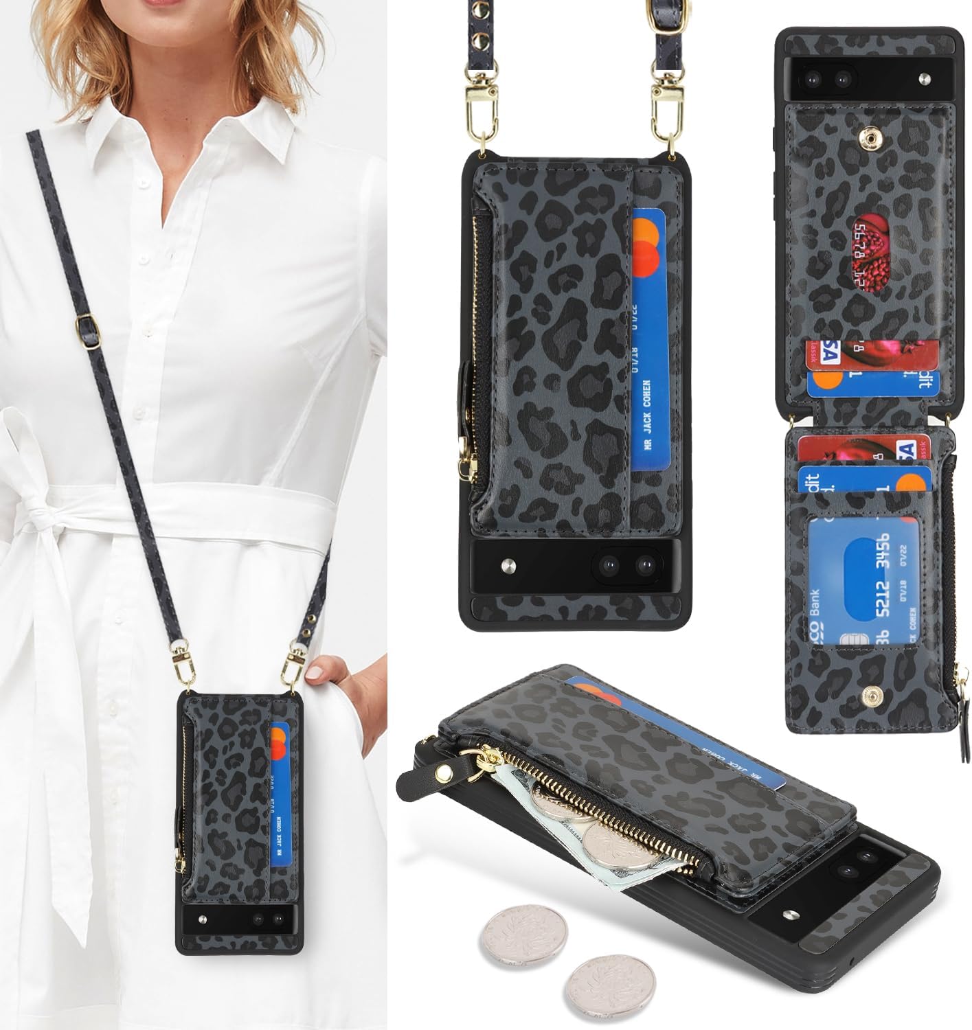 Amazon.com: Cavor Compatible with Google Pixel 6a Case Wallet, Pixel 6a Crossbody Phone Case ...