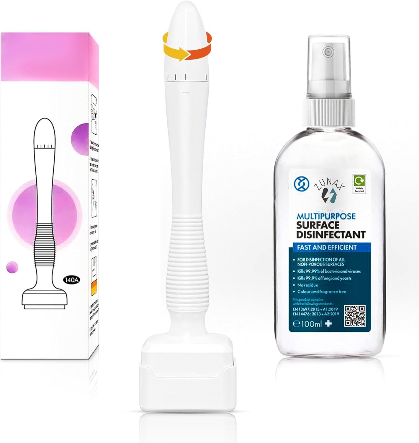 Adjustable 140 Pins Derma Stamp with 100ml Disinfectant Spray – 0MM-3MM ...