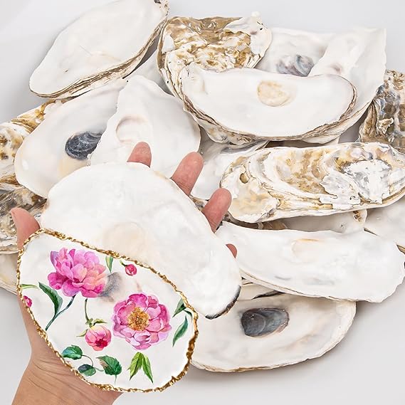 Amazon.com: 20PCS Flat Oyster Shells 5"-6" Extra Large Oyster Shells ...