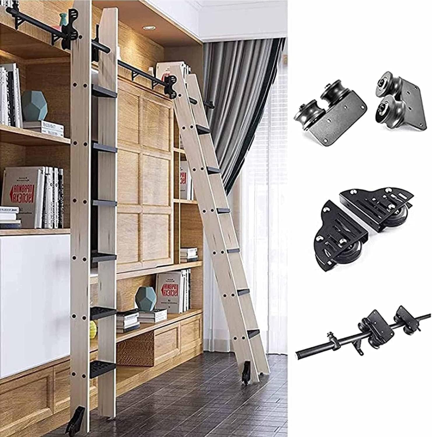 Sliding Library Ladder Track Kit - Retractable Rolling Ladder Hardware ...