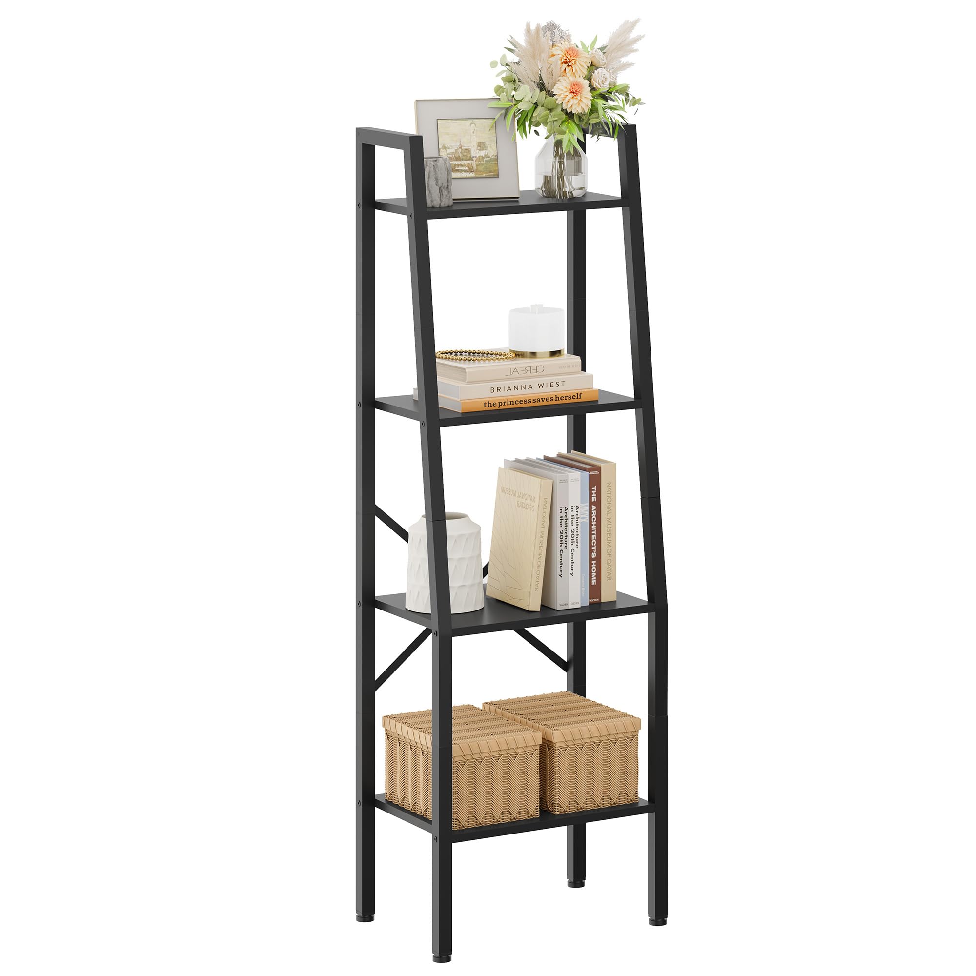 Snapklik.com : Hoctieon Ladder Shelf Bookcase, 4-Tier Ladder Bookshelf ...