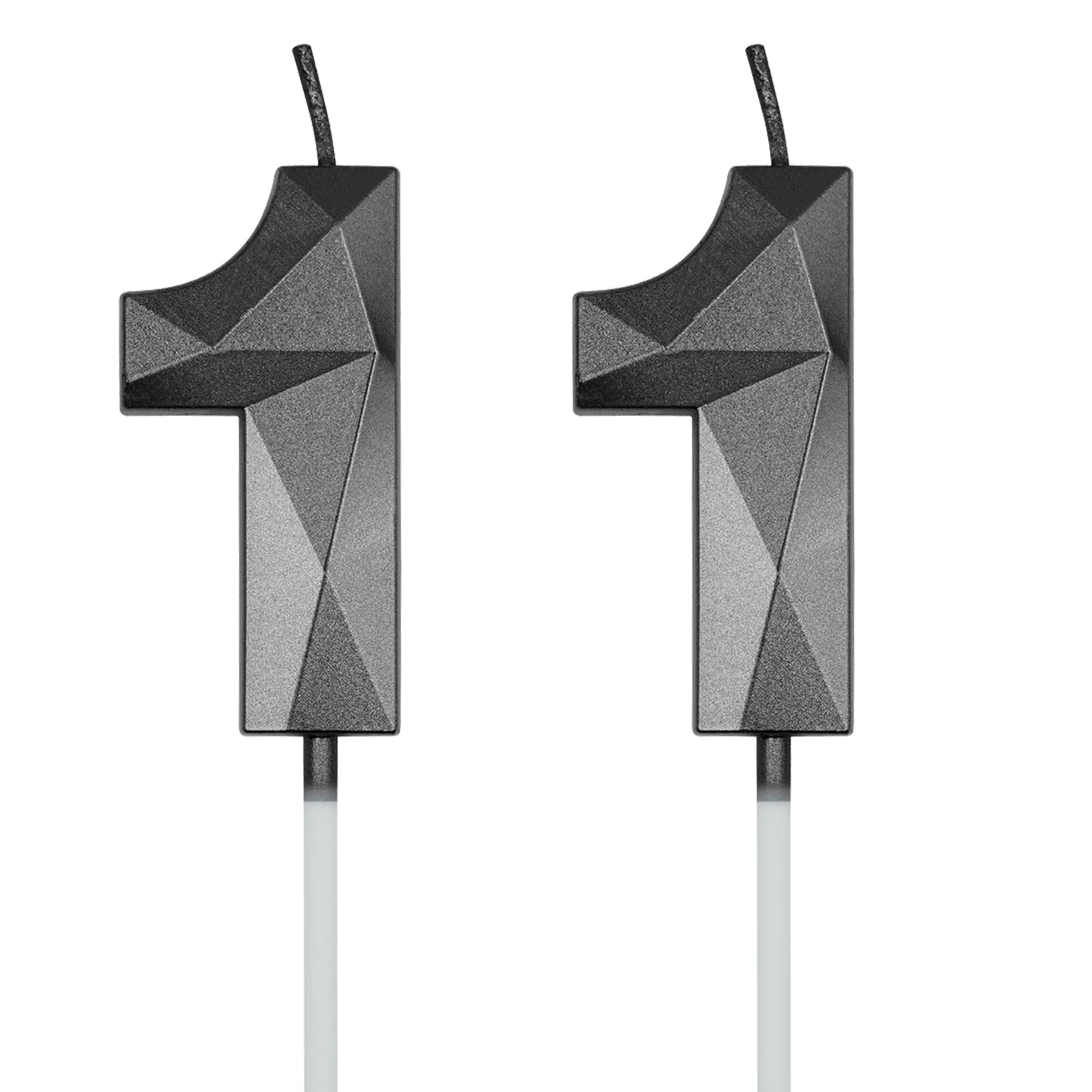 Amazon.com: 11th & 1st Birthday Candles for Cake, Black Number 11 1 3D ...
