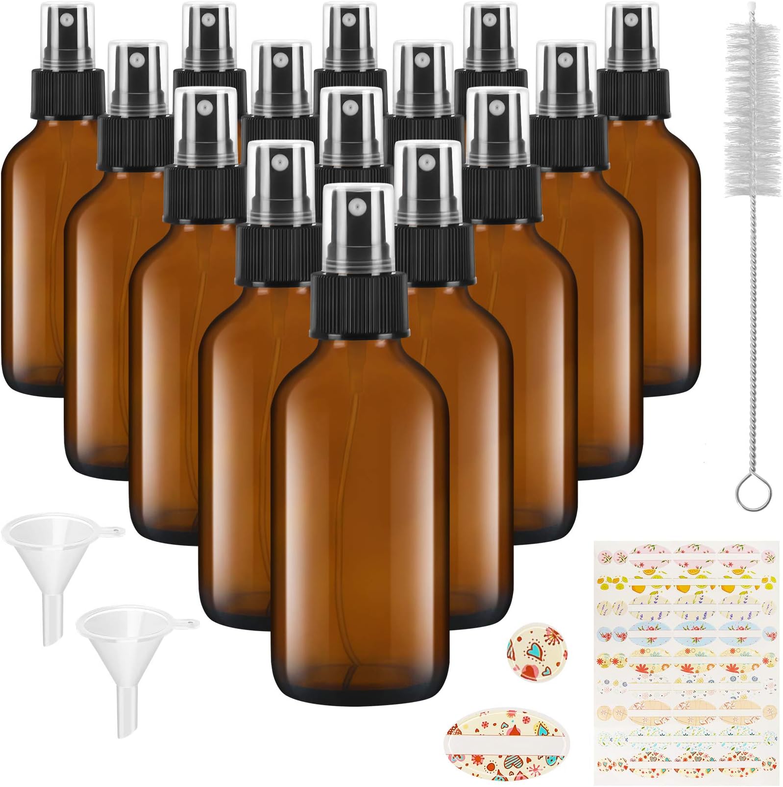BELLE VOUS Amber Glass Misting Spray Bottles (24 Pack) - 30ml/1oz Empty ...