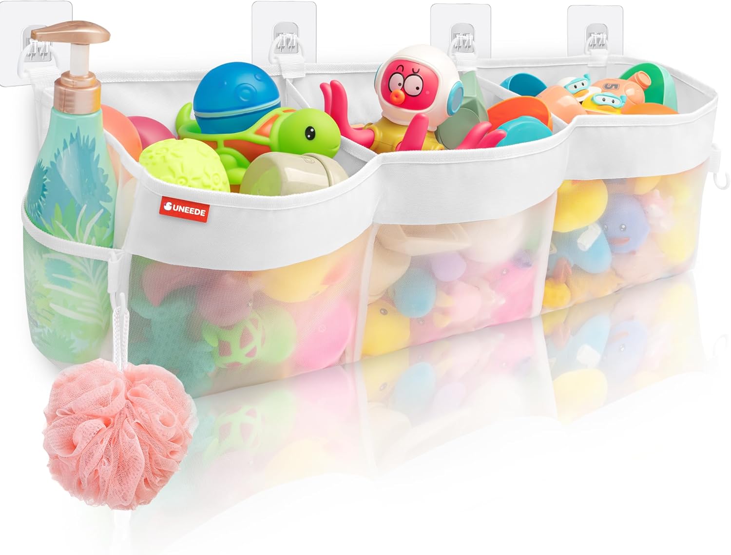 Amazon.com: UNEEDE 3 Compartment Horizontal Bath Toy Organizer for Tub ...