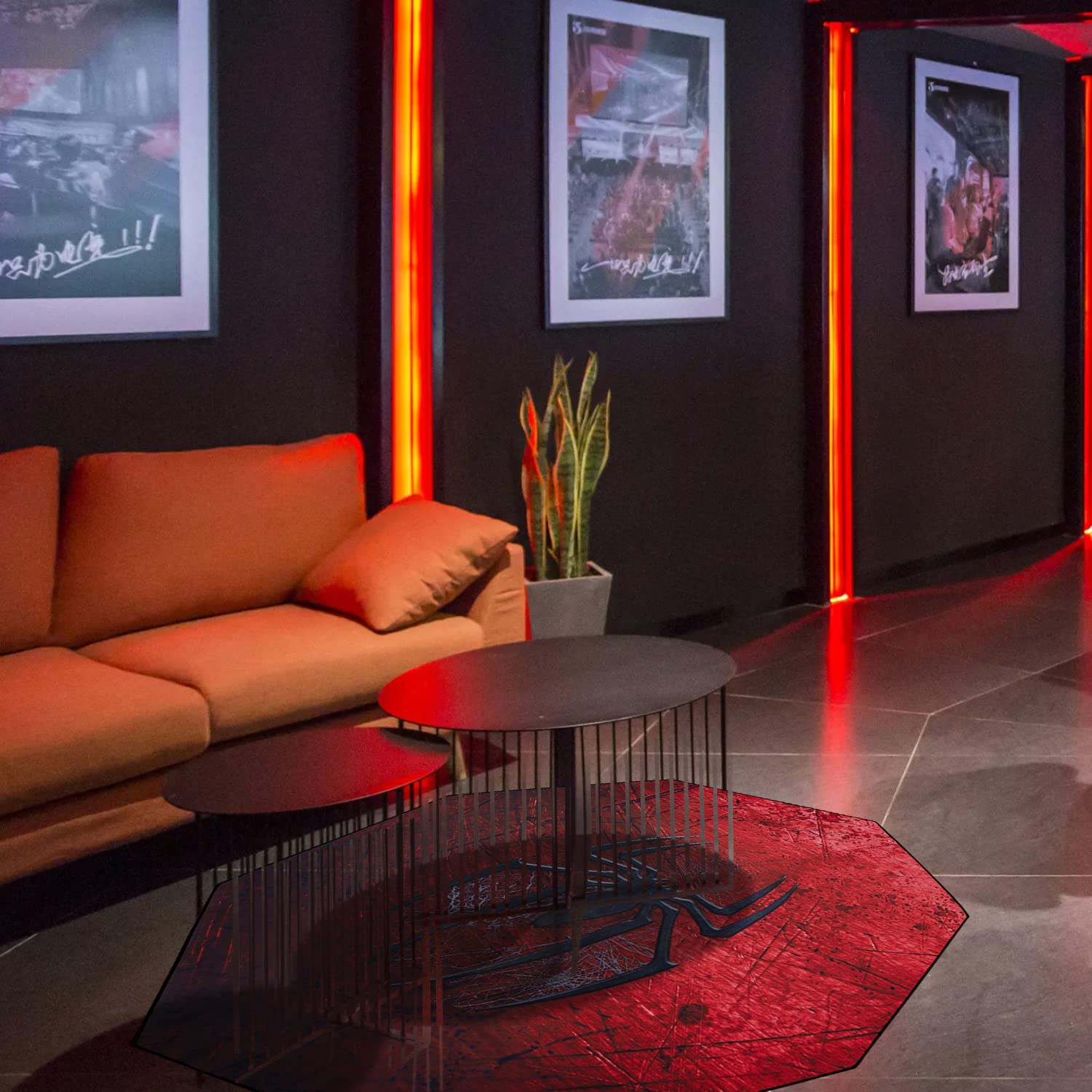 IBETTO 51x51 inches Large Gaming Chair Octagon Carpet Natural Rubber ...