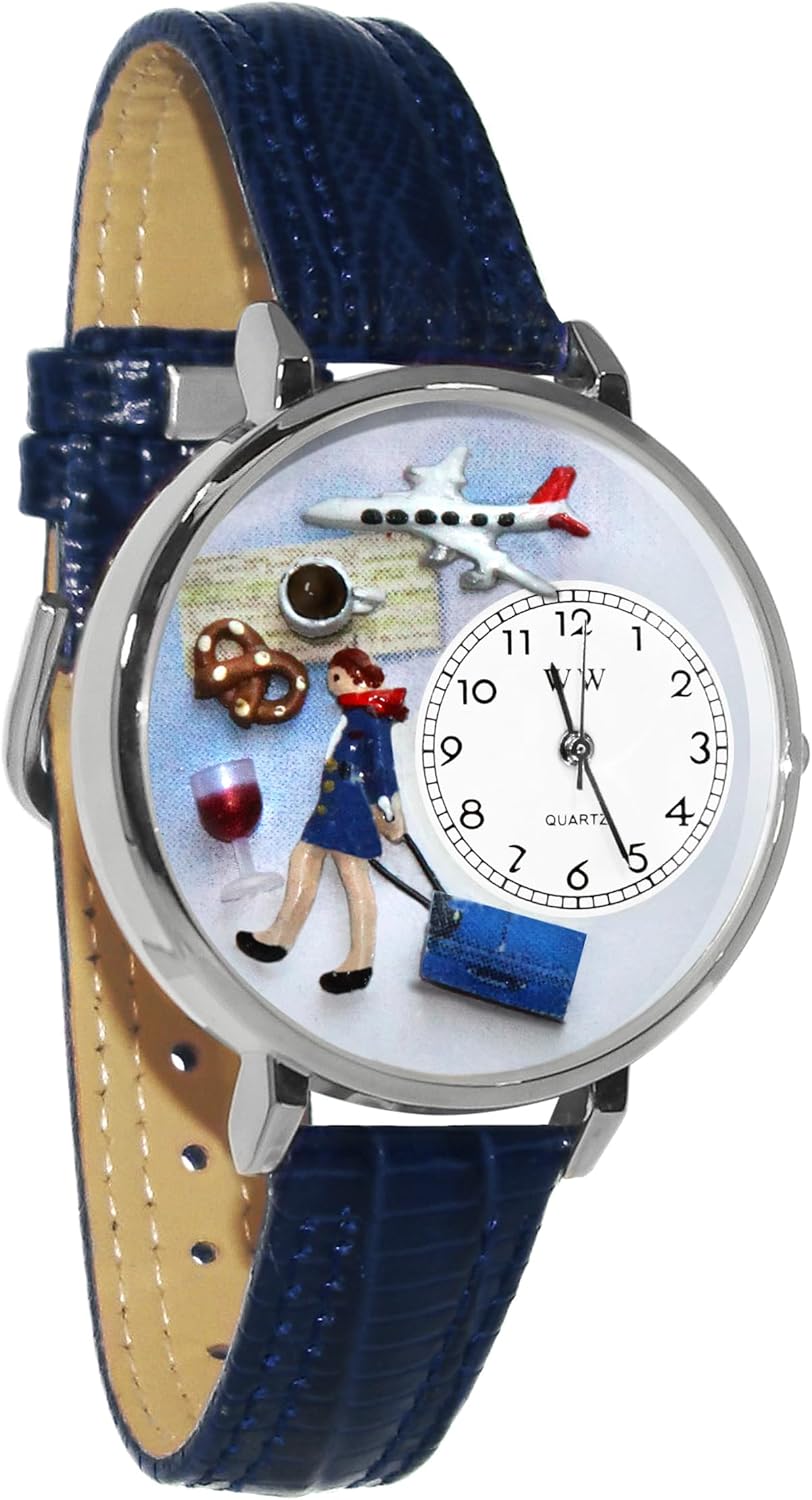 Amazon.com: Whimsical Gifts Women's Flight Attendant 3D Watch | Silver ...