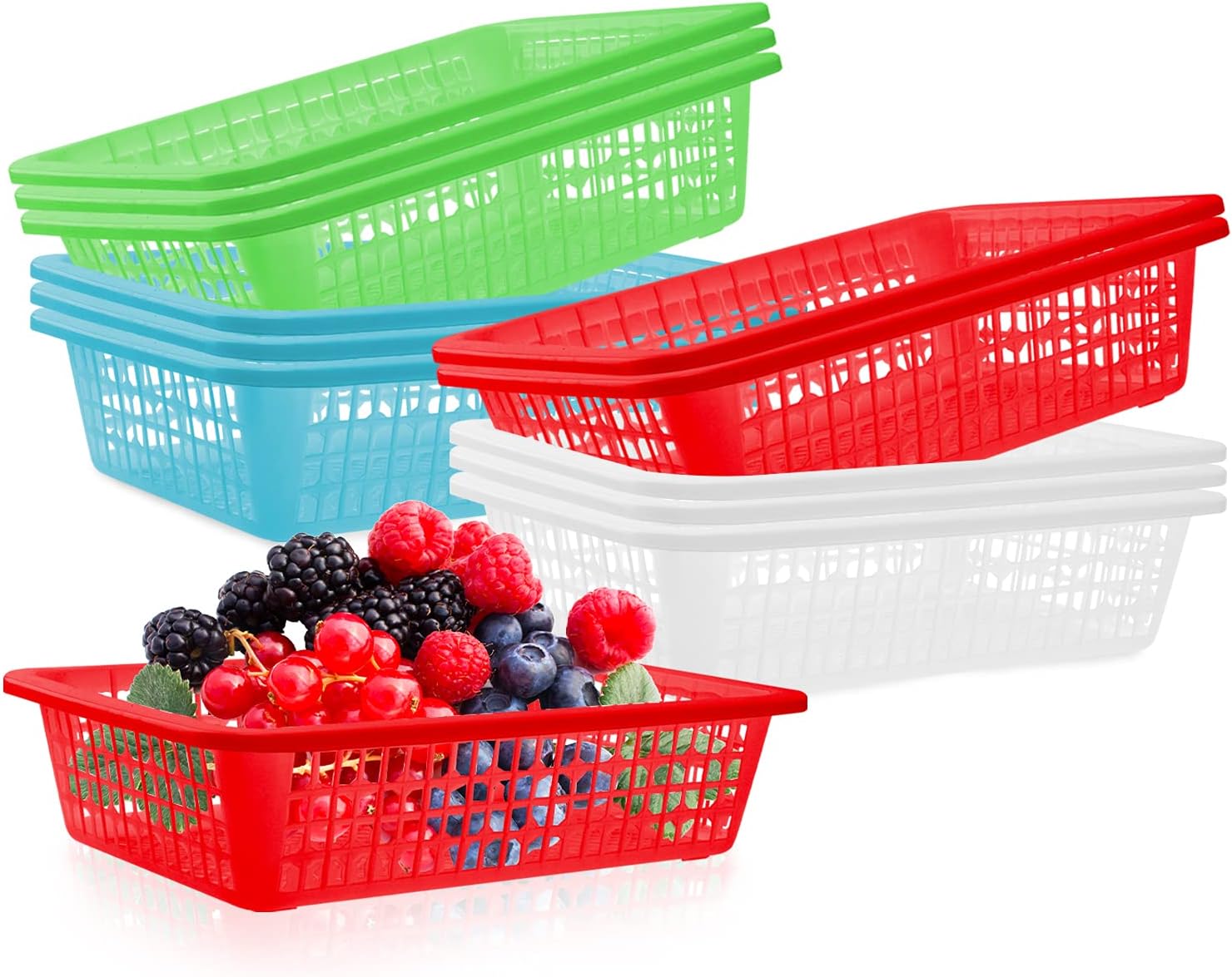 Amazon.com: 12 Pcs Plastic Storage Baskets, Stackable Plastic Organizer ...