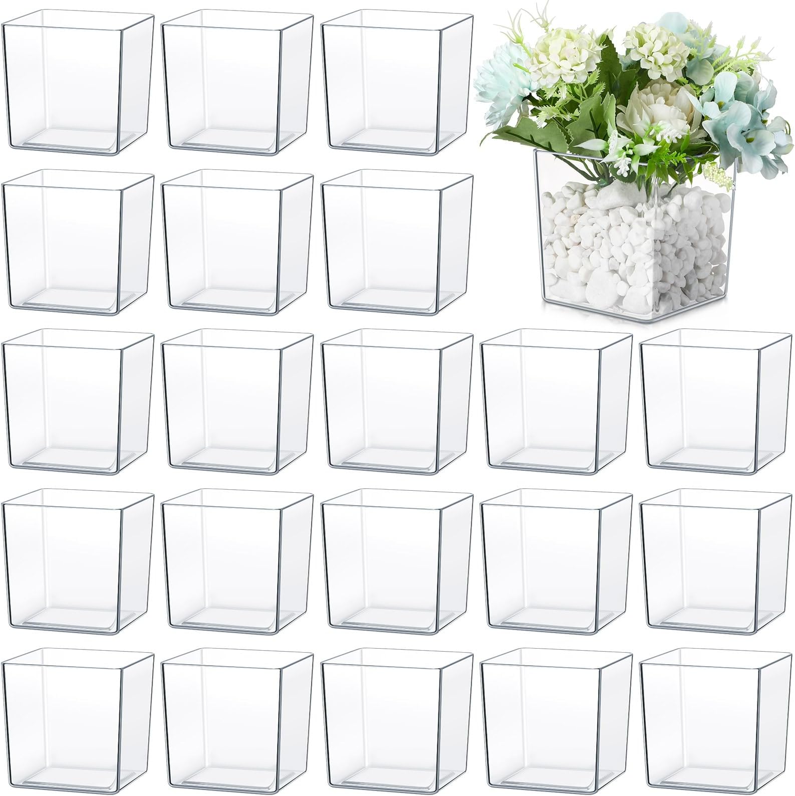 Amazon.com: CYS EXCEL 12pc Clear Square Glass Vase Cube 5 Inch - 5" X 5 ...