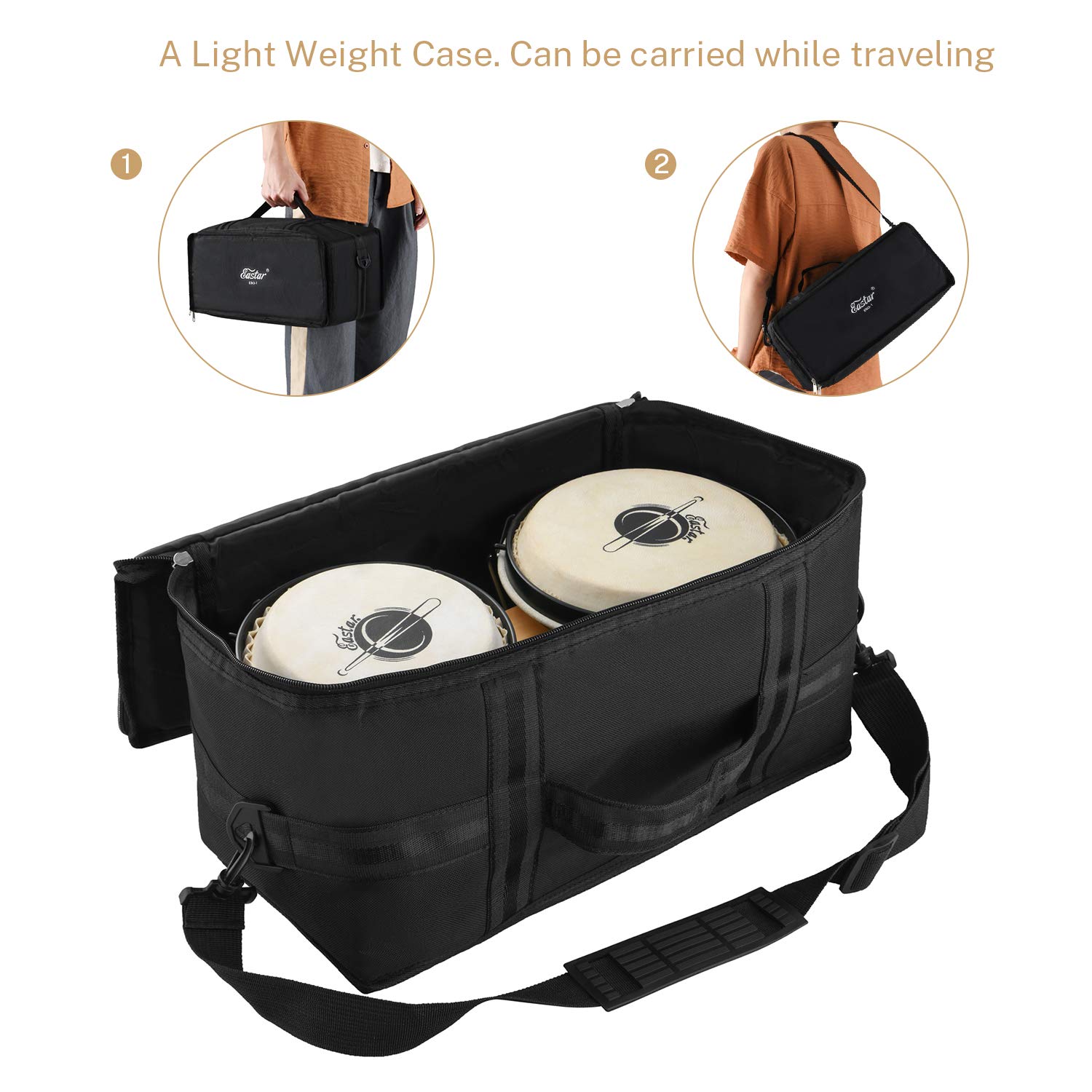 Eastar Bongo Drums 6â€? and 7â€? Wood Percussion Instrument Bongos for ...