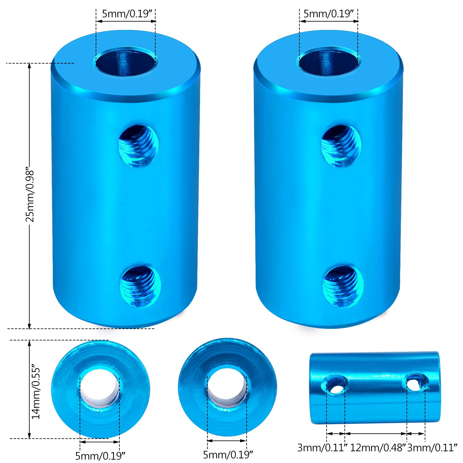Snapklik.com : 2Pcs 5mm To 5mm Bore Flexible Shaft Coupling Robot Motor ...