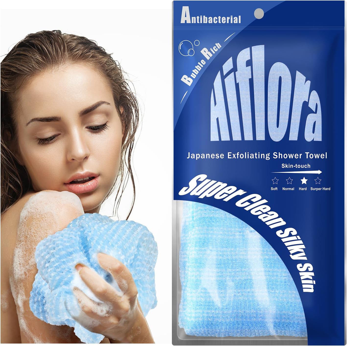 Amazon.com: Hiflora 3D Wave Weave Japanese Exfoliating Washcloth, Deep ...