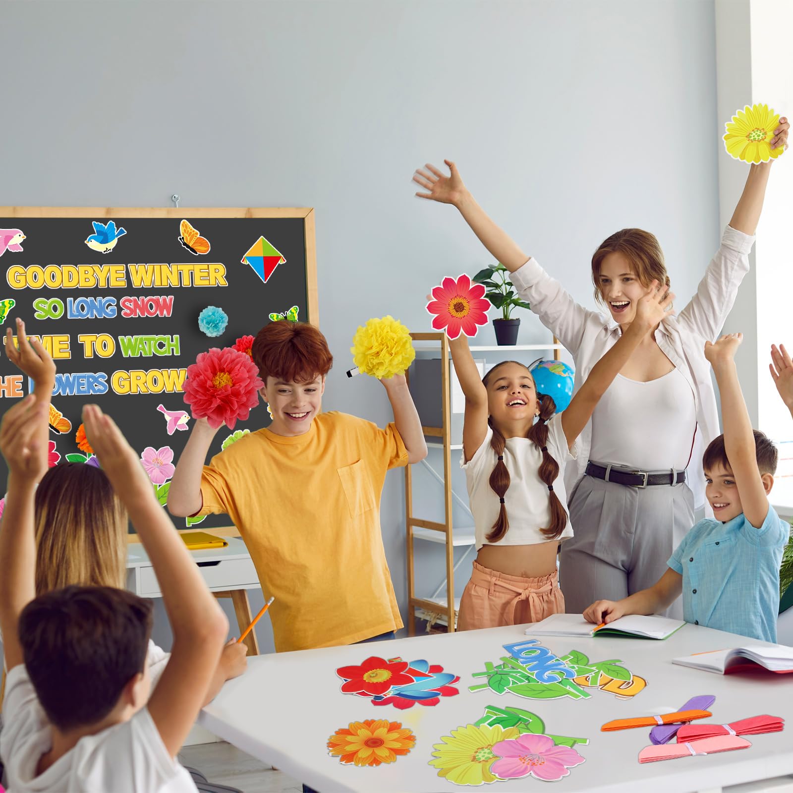 Snapklik.com : Pasimy 53 Pcs 3D Spring Bulletin Board Decorations Set ...