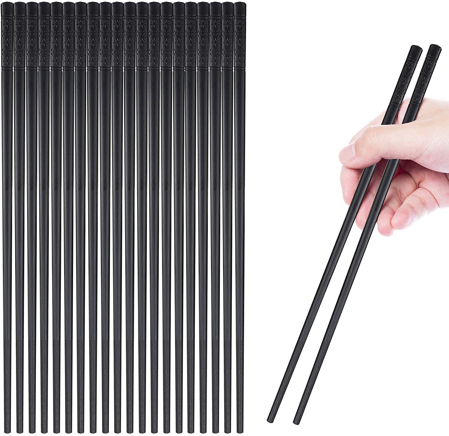 Buy Zeinwap 10 Pairs Reusable Fiberglass Chopsticks, Non-Slip ...