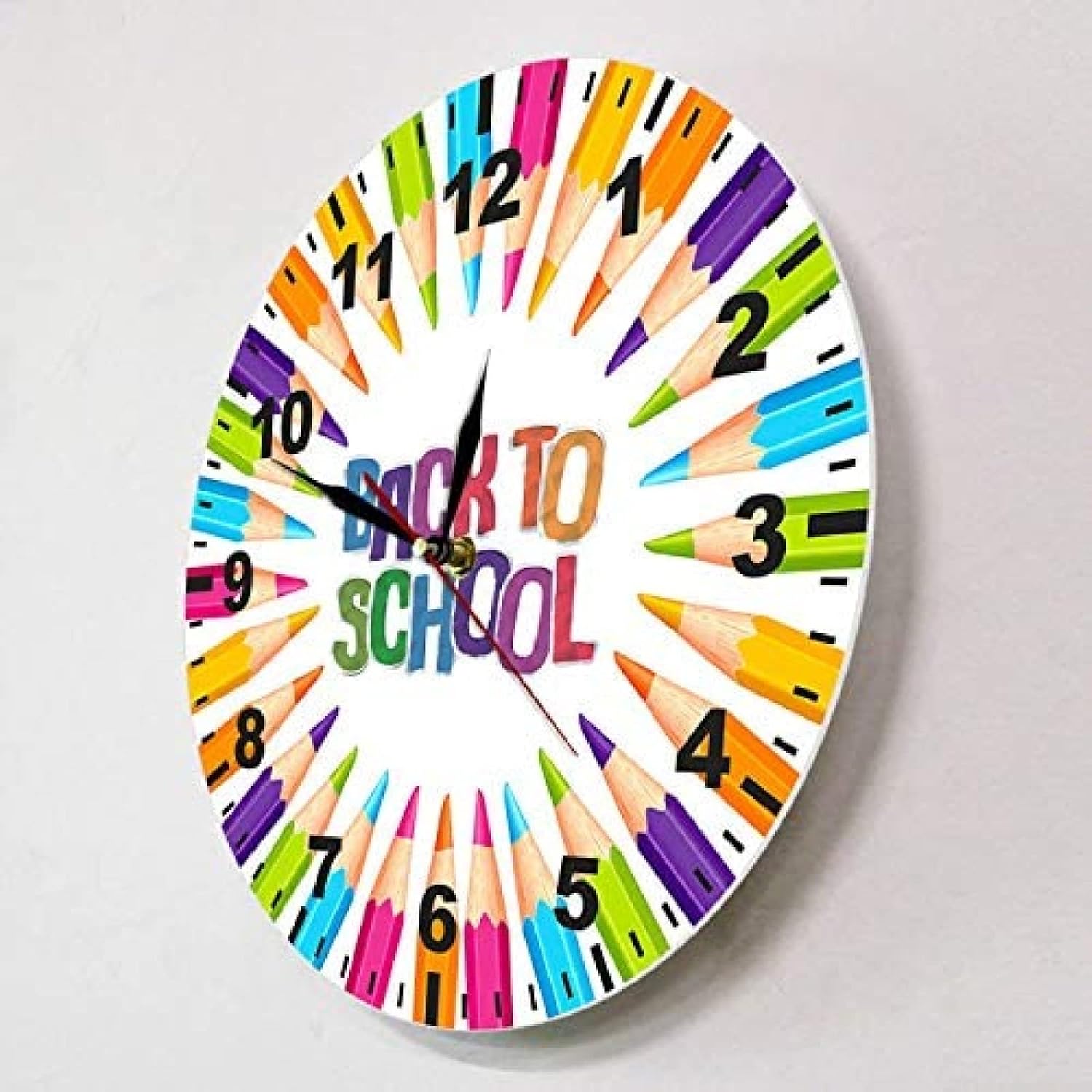 Reloj de pared para el regreso a clases lápices de colores para la ...