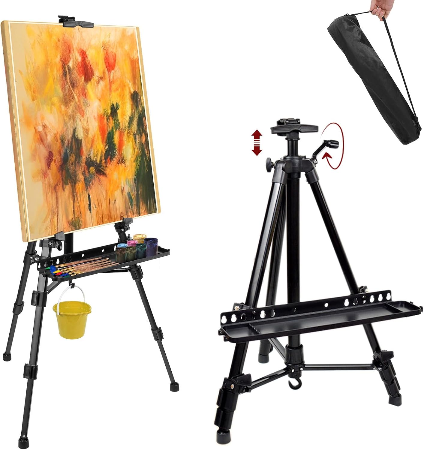 Amazon.com: Art Easel Aluminum Alloy Portable Extendable Easel with ...