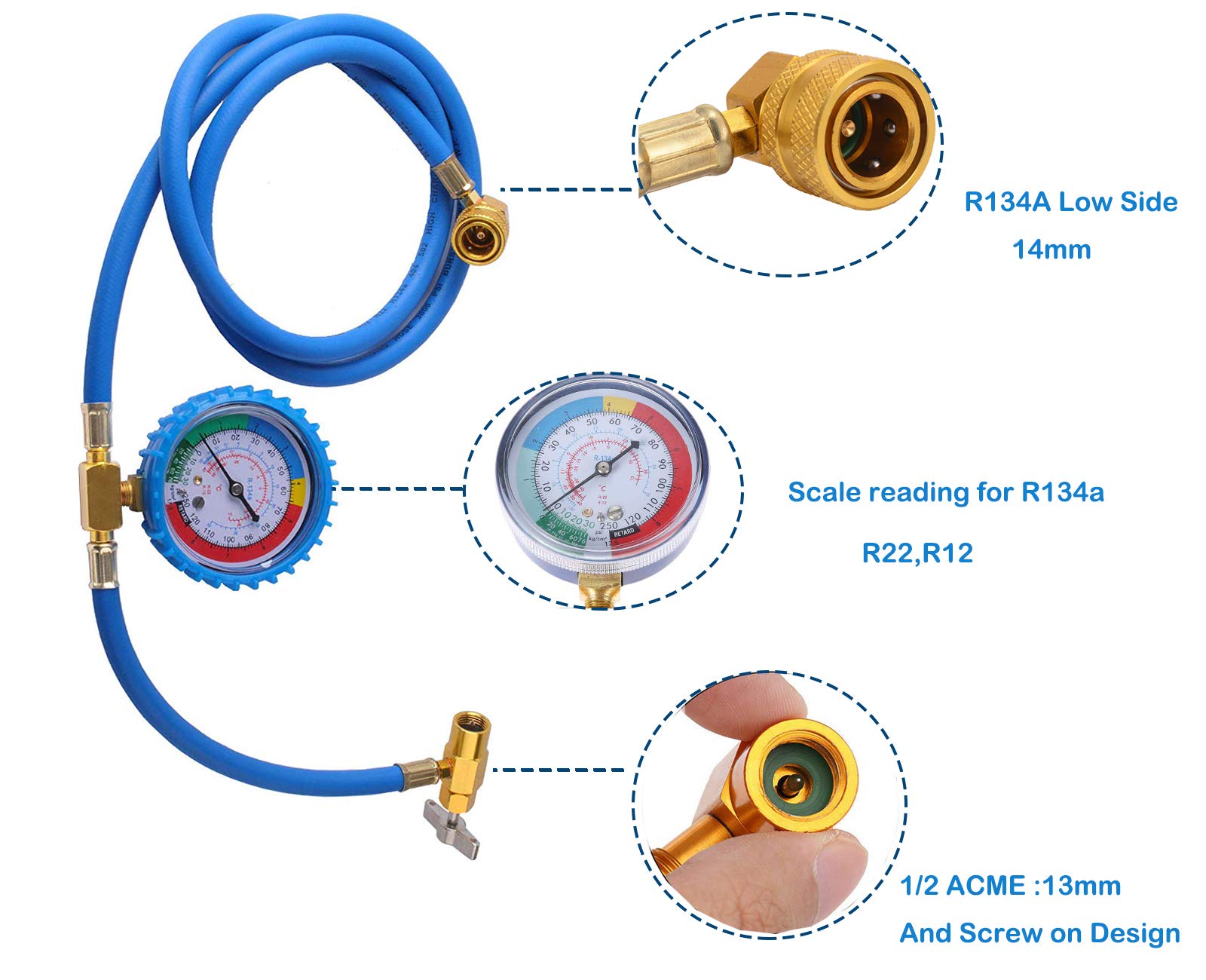 Snapklik.com : R134a Charging Hose A/C Refrigerant Recharge Hose Quick ...