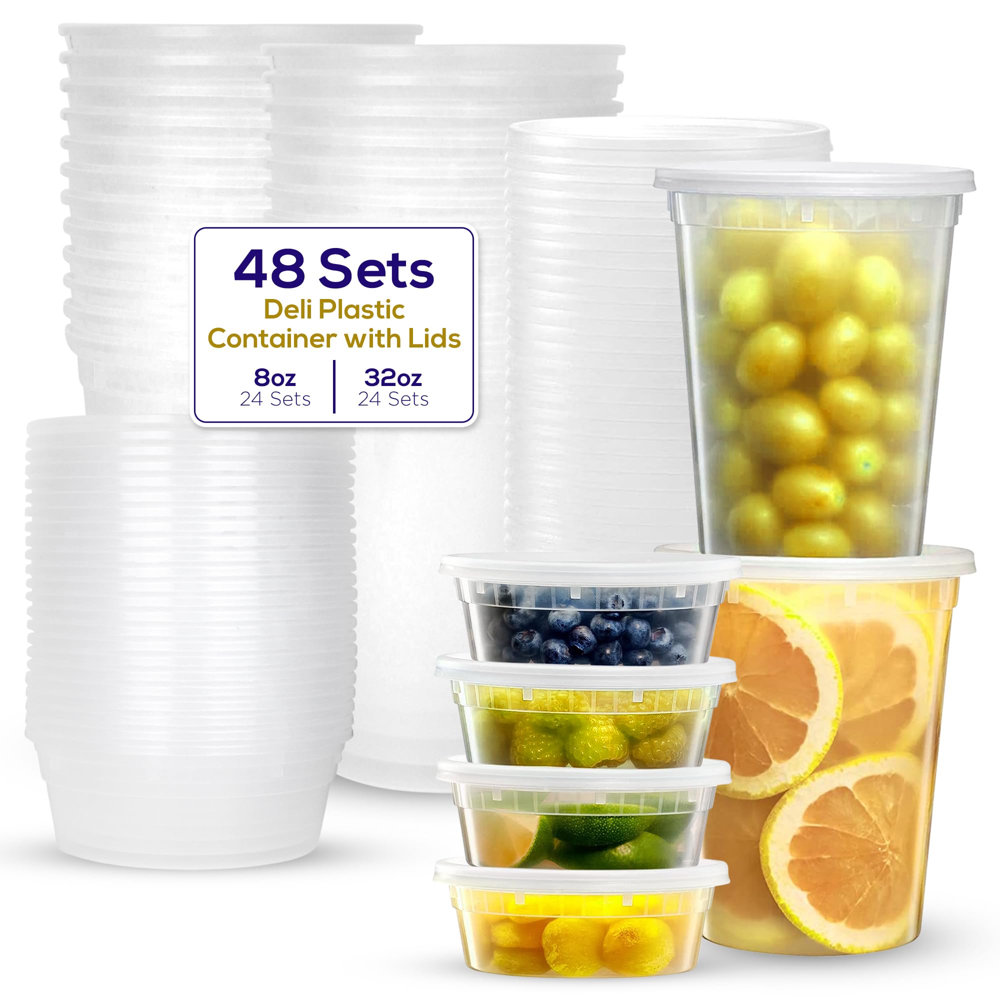 Amazon.com: Supreme Deli Plastic Storage Containers with Lids 8 oz & 32 ...