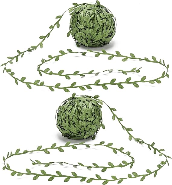 Amazon.com: 2 Rolls 262 Ft Leaf Ribbon Artificial Vines Foliage Rattan ...