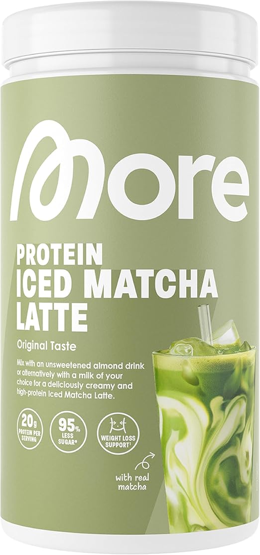 MORE Protein Iced Matcha Latte, 500 g, Matcha Green Tea Powder with ...