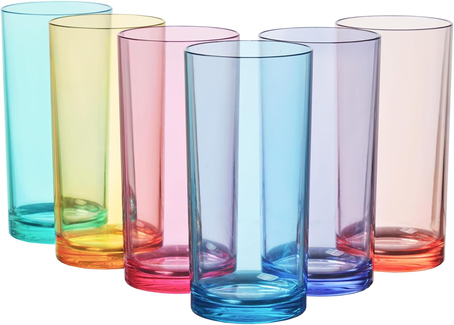 US Acrylic Classic Plastic Reusable Drinking Glasses (Set of 6) 16oz ...
