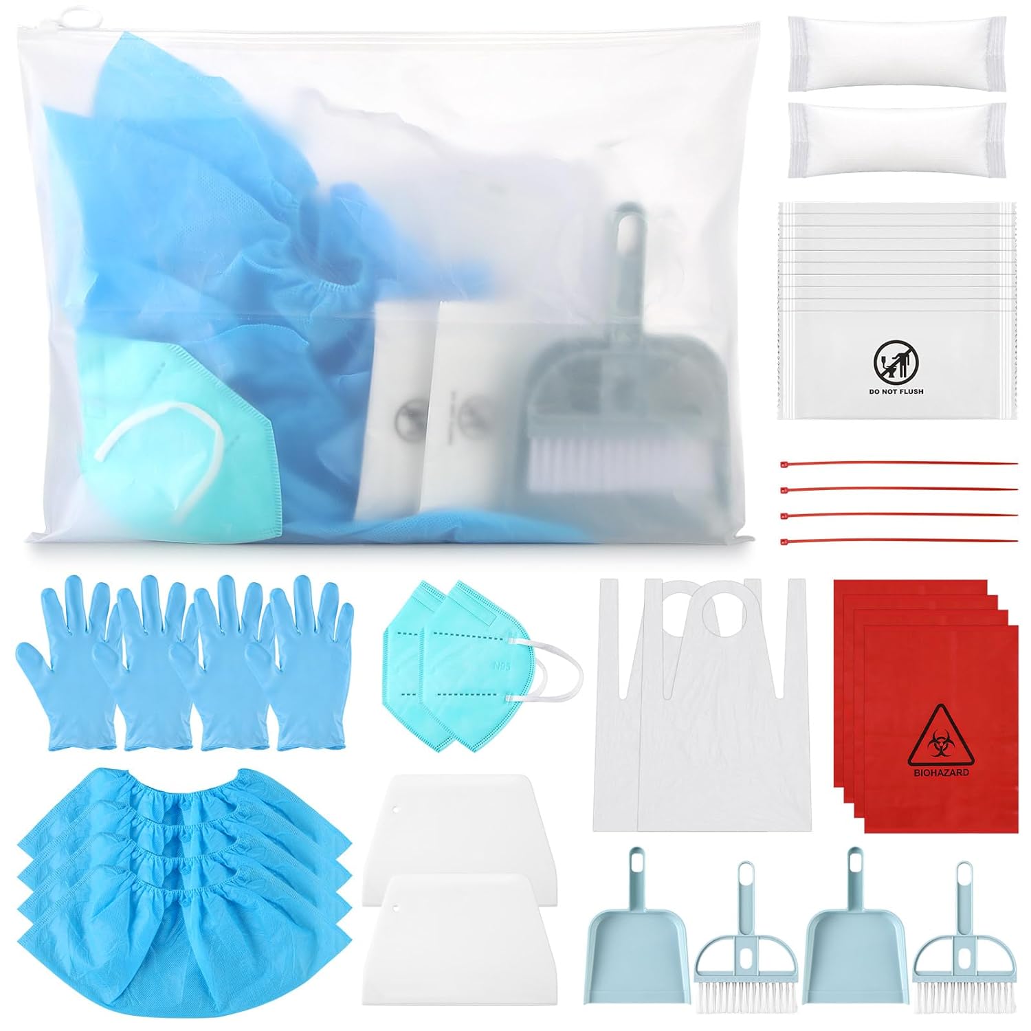 Ferrochef 39 Pcs 2 Pack Bodily Fluid Clean up Pack Vomit Spill Cleaning ...