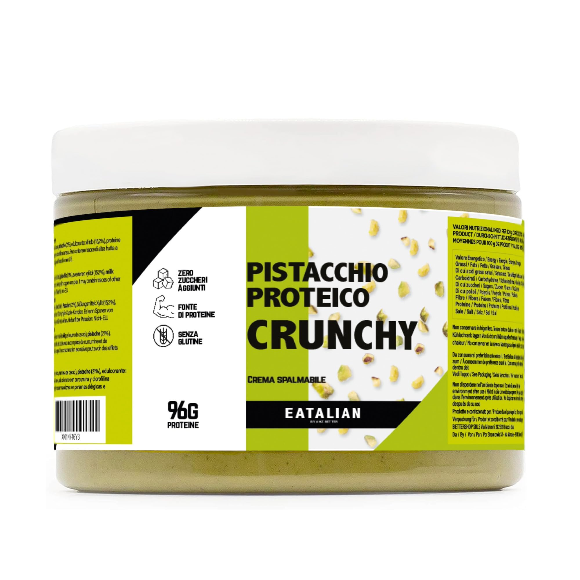 EATALIAN by AMZ BETTER Spreadable Crunchy Pistachio Protein Cream 500 ...