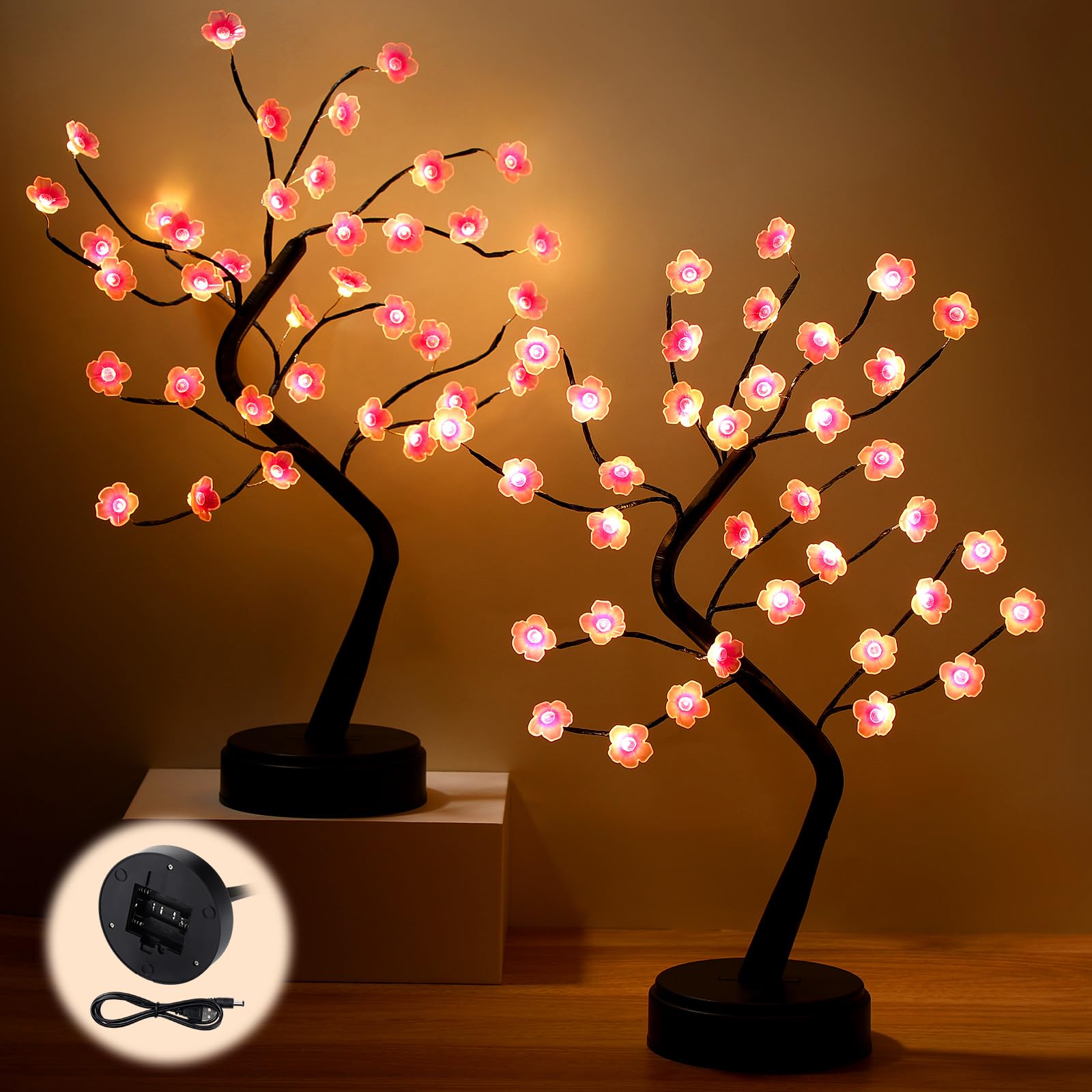 Snapklik.com : 2 Pcs Cherry Blossom Tree Lamp 18 Inch Japanese Tree ...