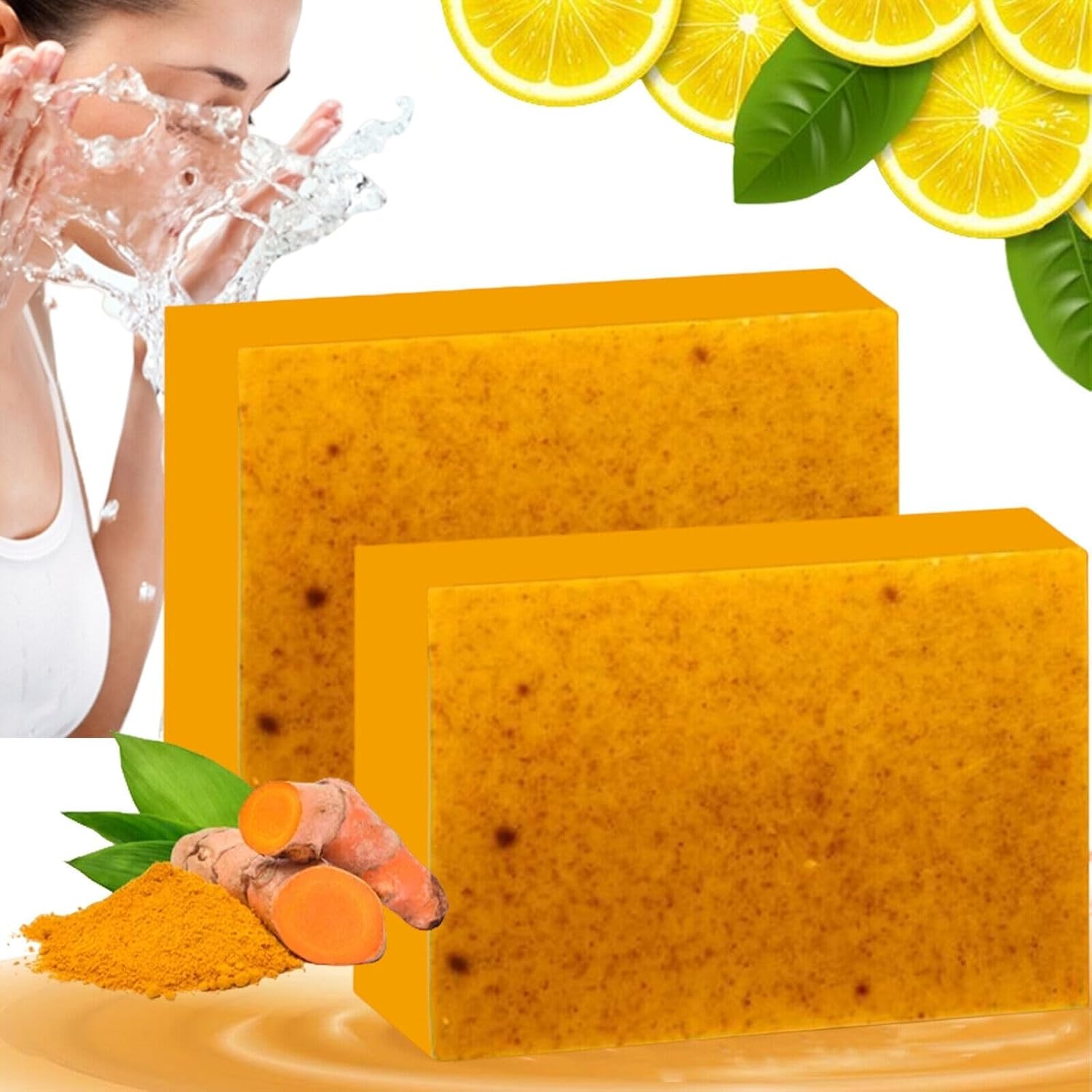 Amazon | 2PCS Lemon Turmeric Kojic Acid Soap Bar, Brightening Lemon ...
