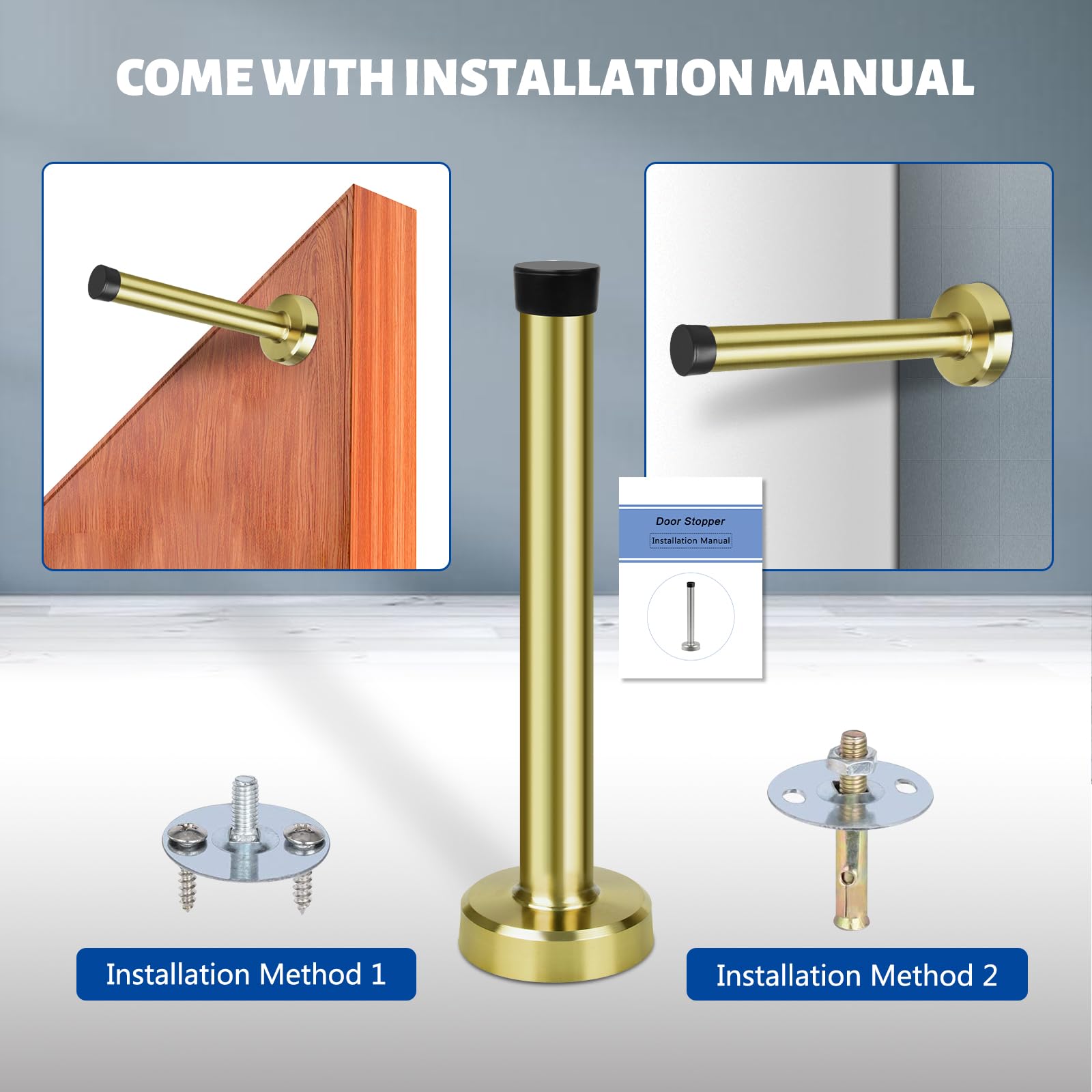 Snapklik.com : Gold Door Stop, 4 Inch Door Stoppers For Wall, Stainless ...