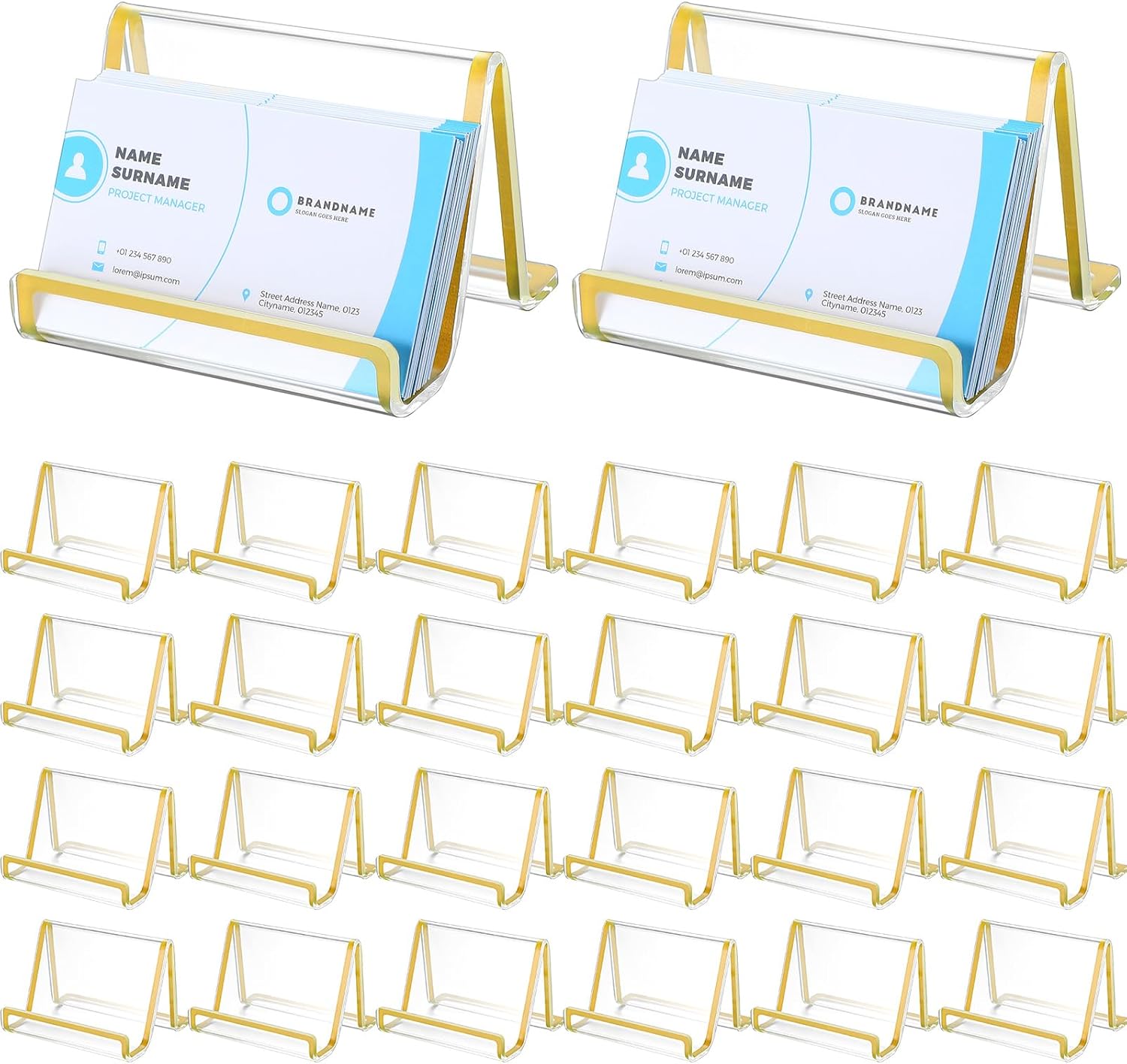 Amazon.com : Jetec 24 Pcs Gold Business Card Holder Stand for Desktop ...