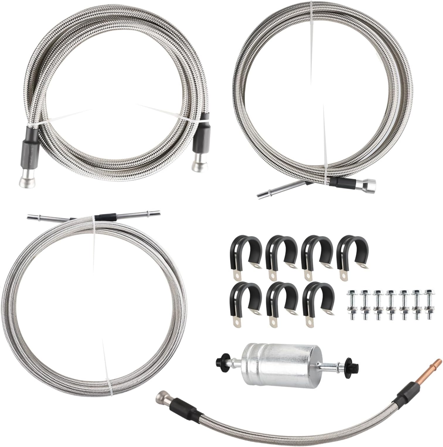 Amazon.com: WATERWICH Fuel Line Kit Stainless Steel Braided Compatible ...
