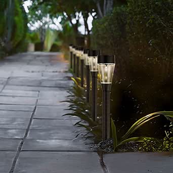 Lumineo Solar Powered Stake Lights Flared Pathway Post Lights Set of 10 ...