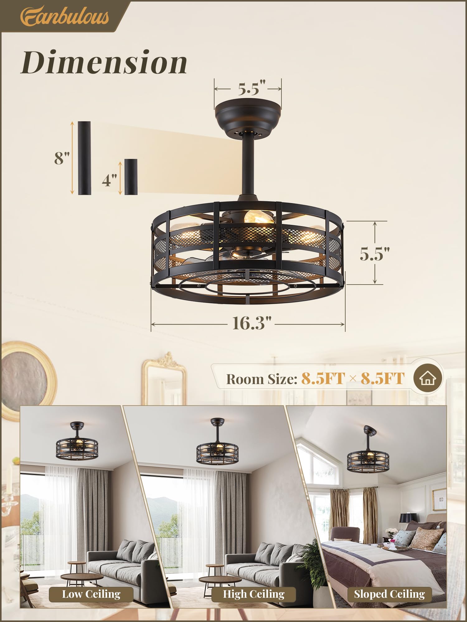 Snapklik.com : Fanbulous 16in Caged Ceiling Fans