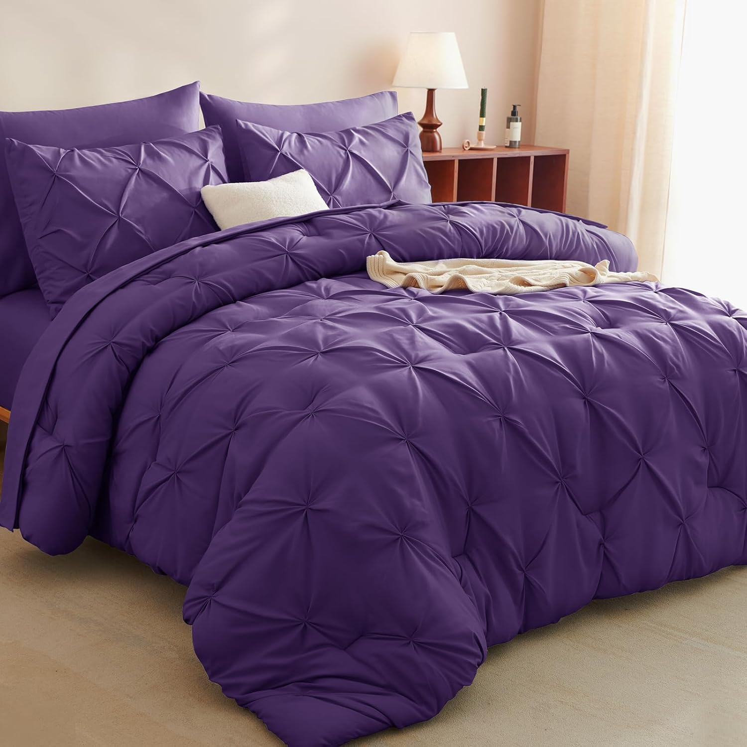 Amazon.com: CozyLux Purple Comforter Set Queen - 7 Pieces Comforters ...