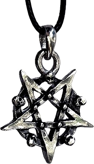 Inverted Star Pentagram Pentacle Skull Pewter Men's Pendant Necklace ...