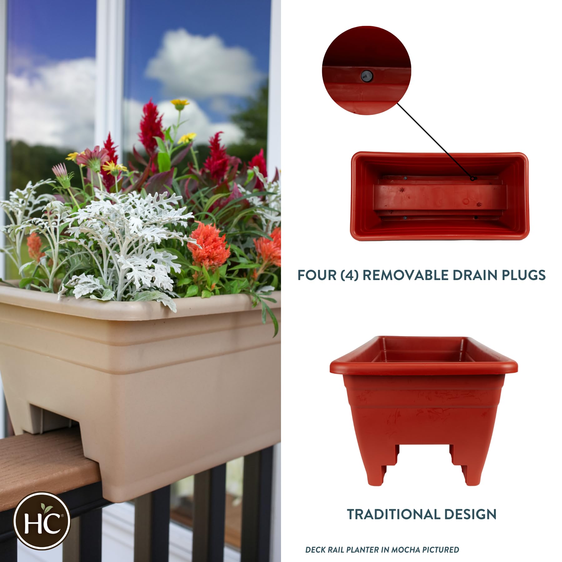 Snapklik.com : The HC Companies 24 Inch Deck Rail Planter Box