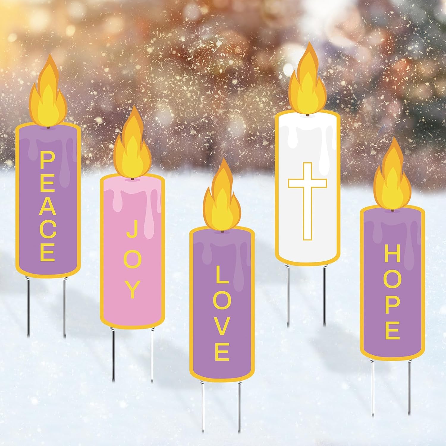 Amazon.com: Soaoo 5 Pcs Advent Candle Christmas Yard Signs with 10 ...