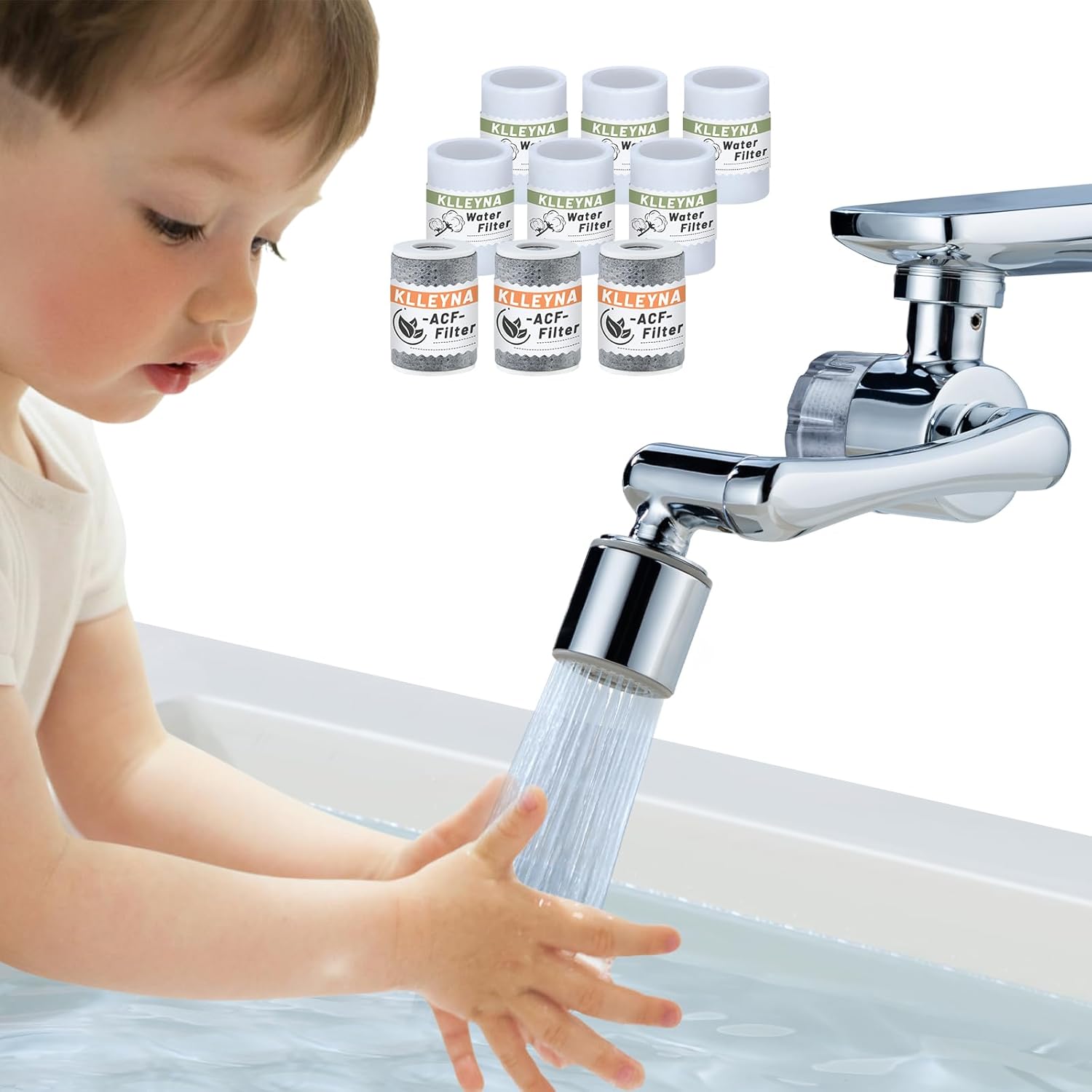 Sink Water-Filter 1080-Rotating Faucet Extender - Kitchen Bathroom Swivel Faucet Aerator, Water ...