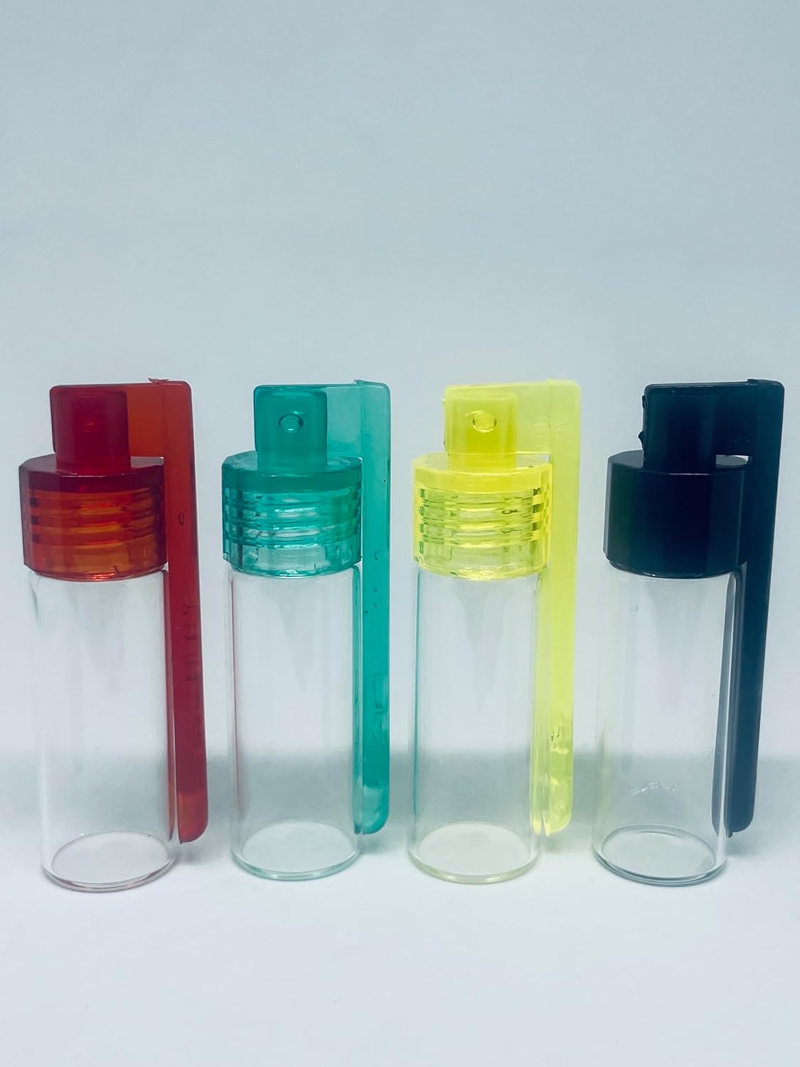 Pack of 4 Large Snuff Glass Bottles with Folding Lid Spoon : Amazon.co ...