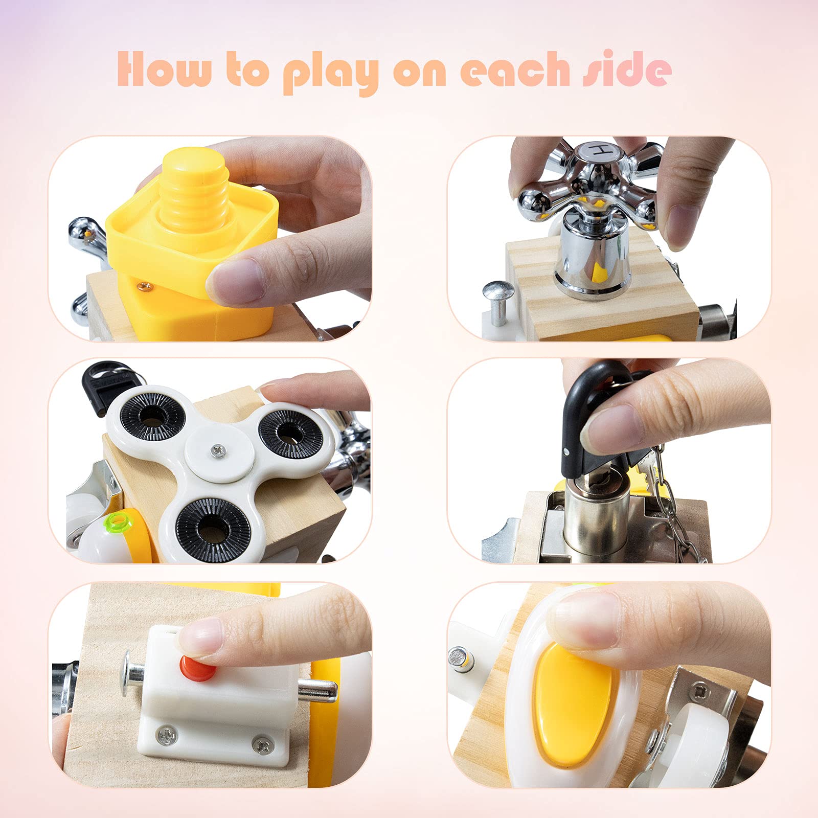 Rapsrk Busy Board Fidget Cube Toy, Busy Cube Travel Toys for Kids Baby ...